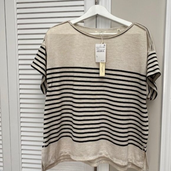 Max Studio | Tops | Max Studio London Blackcream Striped Boxy Fit ...